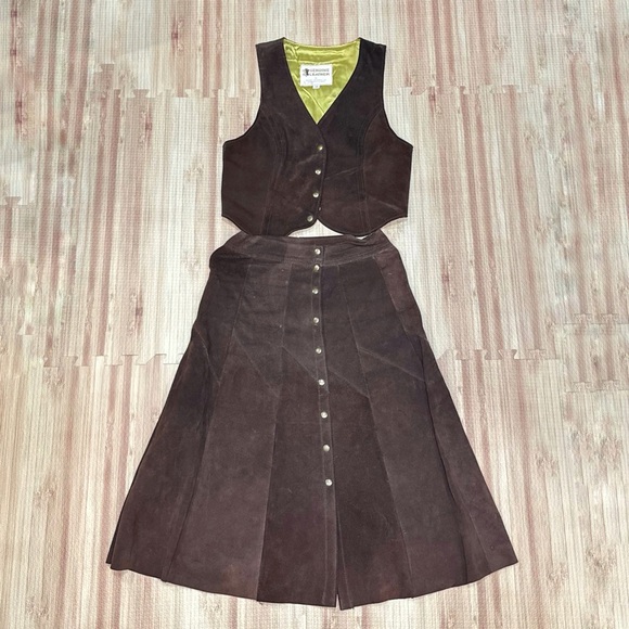 Berman Buckskin Co. | Skirts | Vintage Suede Leather Vest Skirt ...